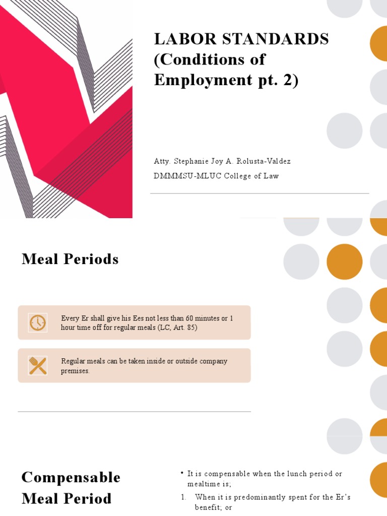 Labor Standards (Conditions of Employment Pt. 2) : Atty. Stephanie Joy ...