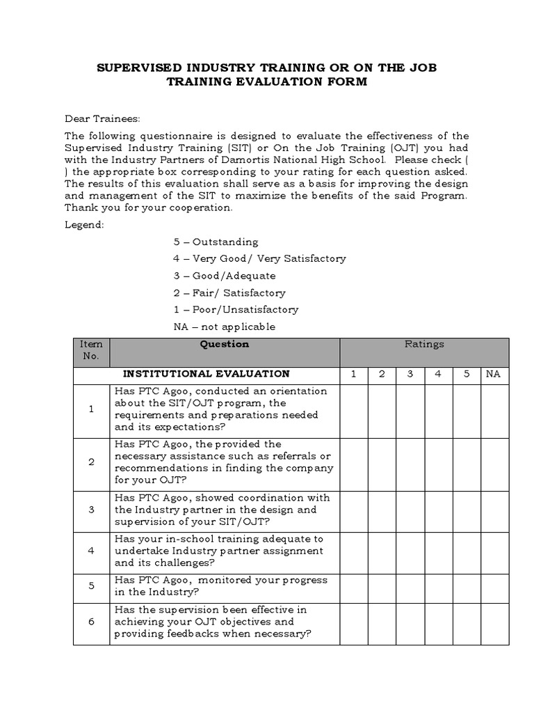 Evaluating the Effectiveness of Supervised Industry Training and On-the ...