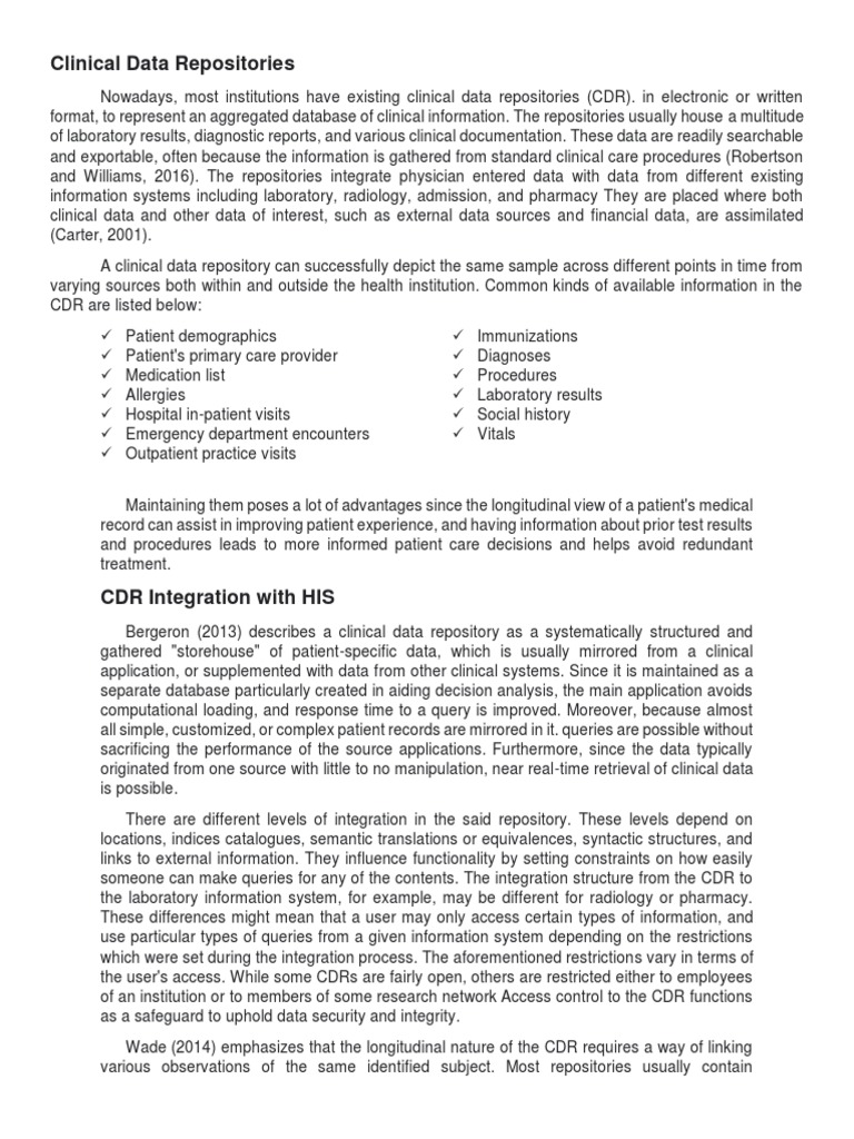 Clinical Data Repositories | PDF | Electronic Health Record | Privacy