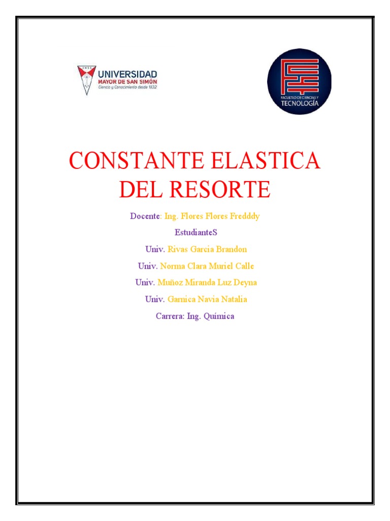 Laboratorio de Fisica 2 Constante Elastica Del Resorte | PDF ...