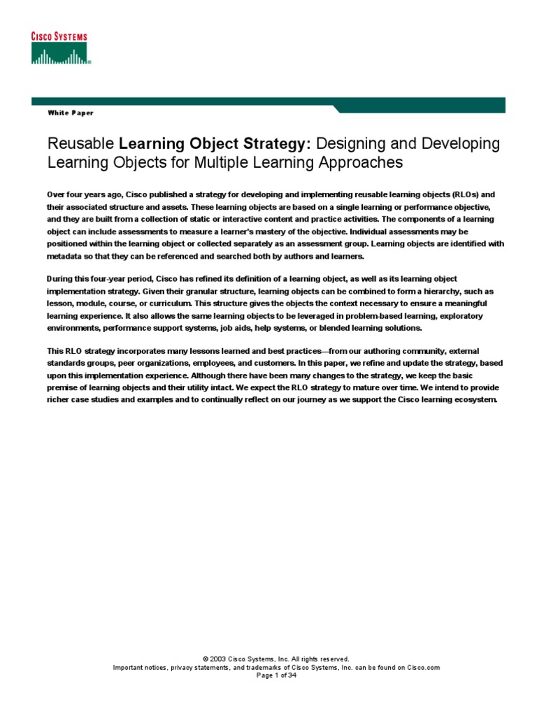 Reusable Learning Object Strategy: Designing and Developing Learning Objects For Multiple ...