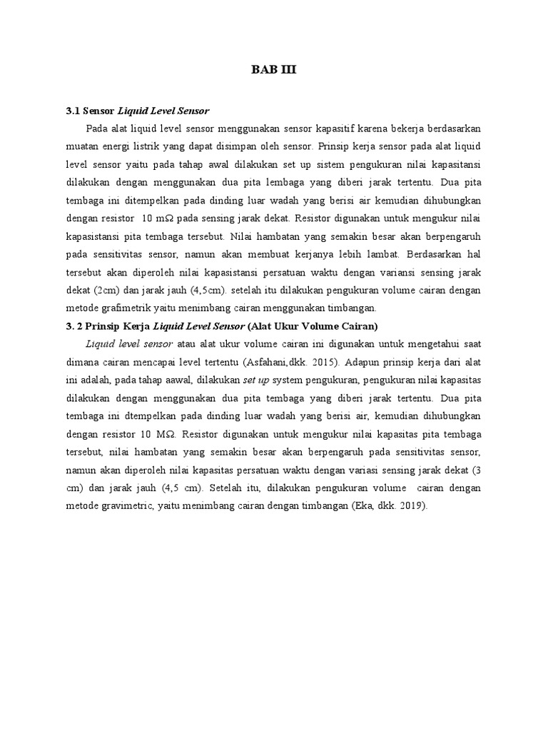 BAB III Sensor Dan Prinsip Kerja Liquid Level Sensor | PDF | Sains & Matematika | Teknologi ...