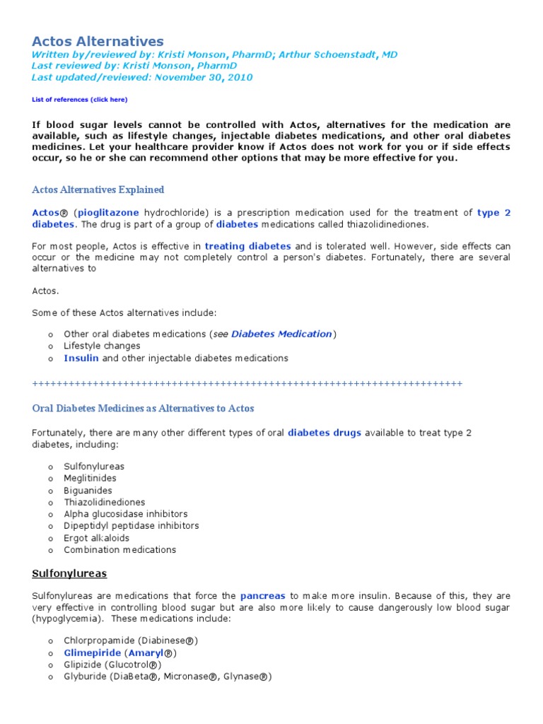 Actos Alternatives | PDF | Medical Treatments | Medical Specialties