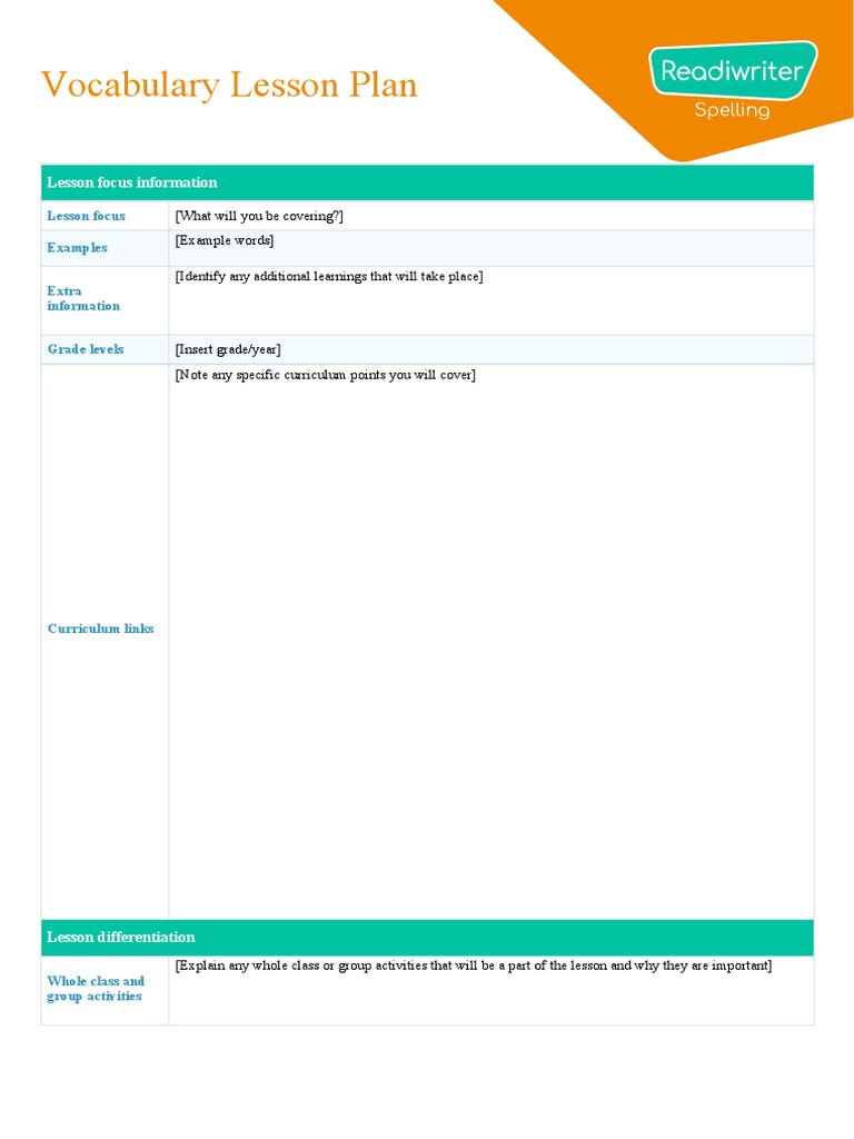 Lesson Plan - Vocab | PDF | Vocabulary | Lesson Plan