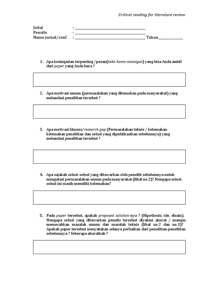 Critical Reading Form | PDF