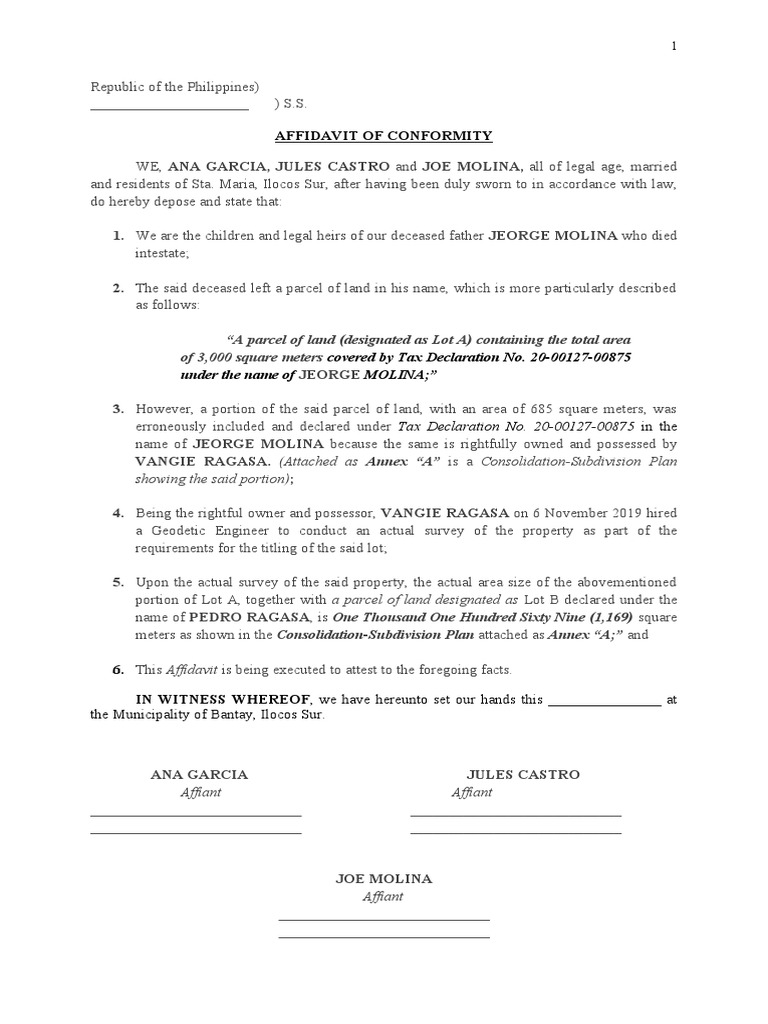 Affidavit of Conformity | PDF | Affidavit | Judiciaries