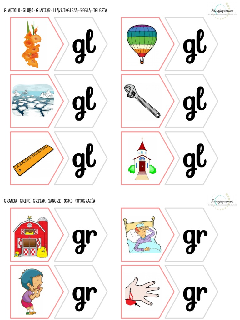 Actividades con Grupos Consonánticos gl y gr | PDF