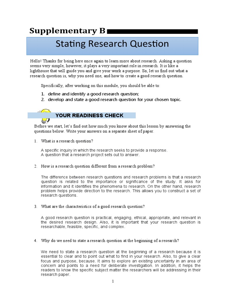 Crafting Effective Research Questions | PDF | Popular Culture & Media ...