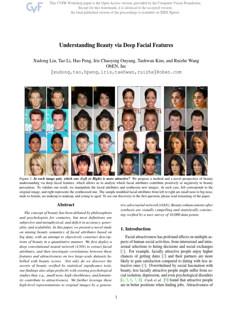 Understanding Beauty Via Deep Facial Features | PDF | Correlation And ...