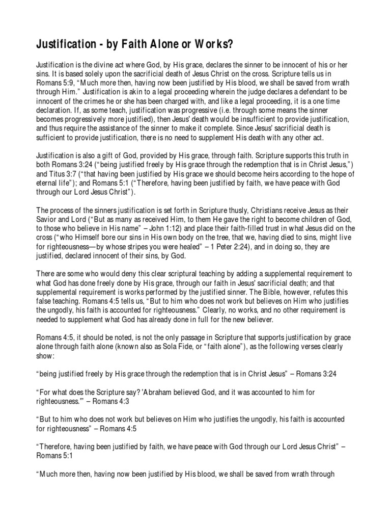 Justification - by Faith Alone or Works | PDF | Justification (Theology) | Sola Fide