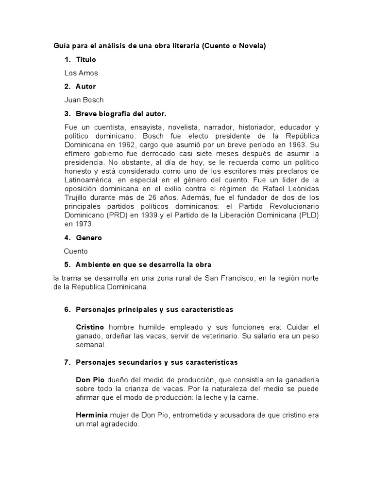 Guía para El Análisis de Una Obra Literaria de Pepe | PDF | República ...