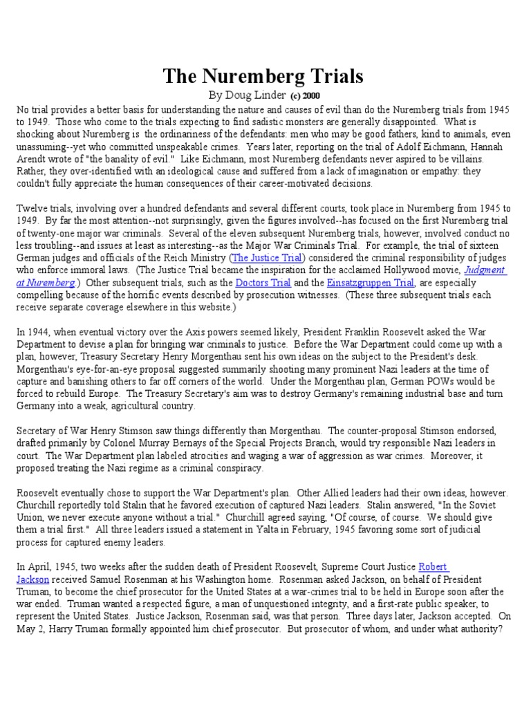 The Nuremberg Trials | PDF | Nuremberg Trials | Nazi Germany