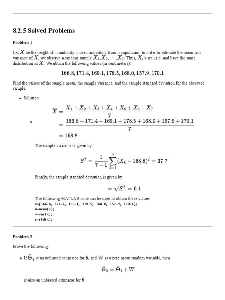 Solved Problems | Download Free PDF | Estimator | Bias Of An Estimator