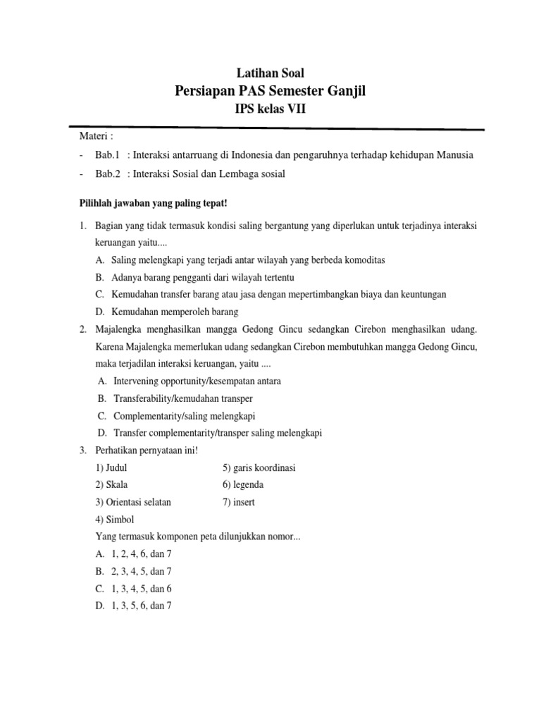 Latihan Soal PAS IPS Kelas 7 | PDF | Perjalanan