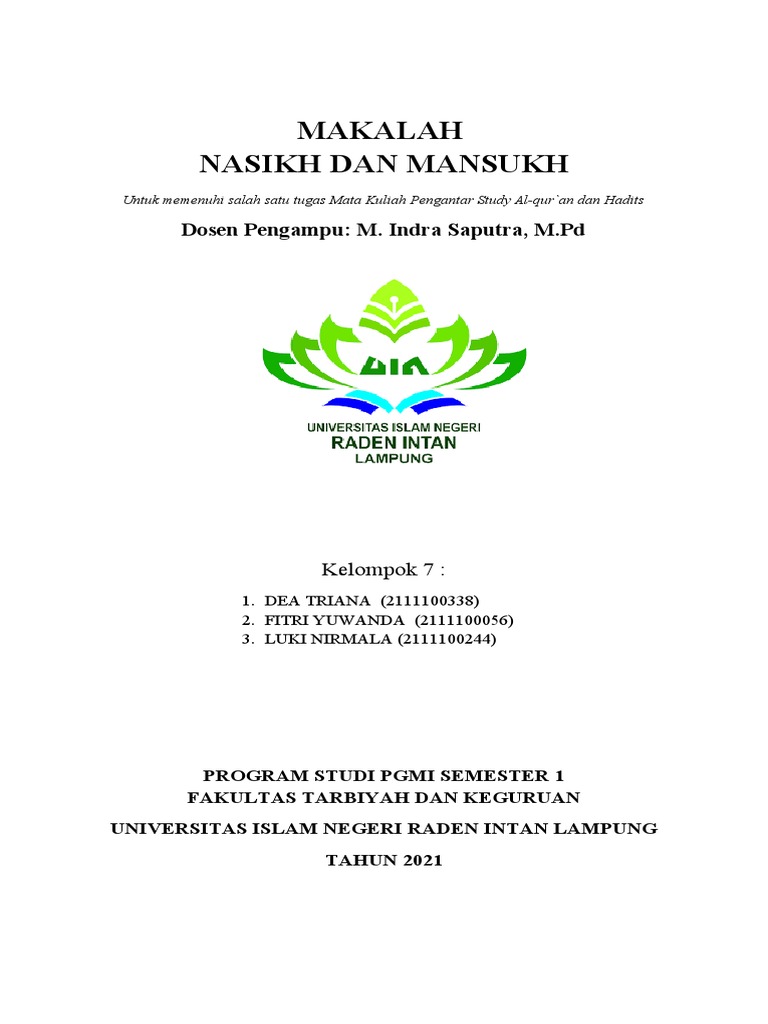 Nasikh dan Mansukh dalam Al-Qur'an | PDF
