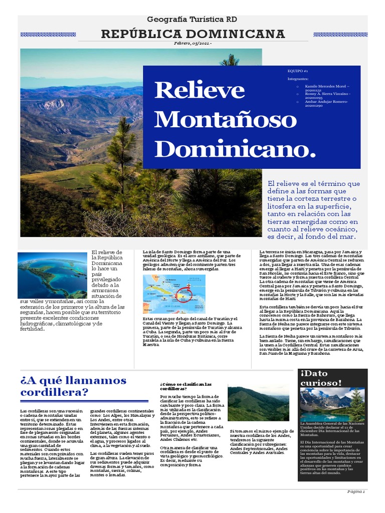 Relieve Montañoso de la República Dominicana | PDF | Andes | Montañas