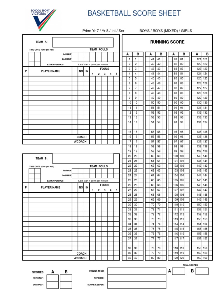 Basketball Score Sheet | PDF | Sports | Team Sports
