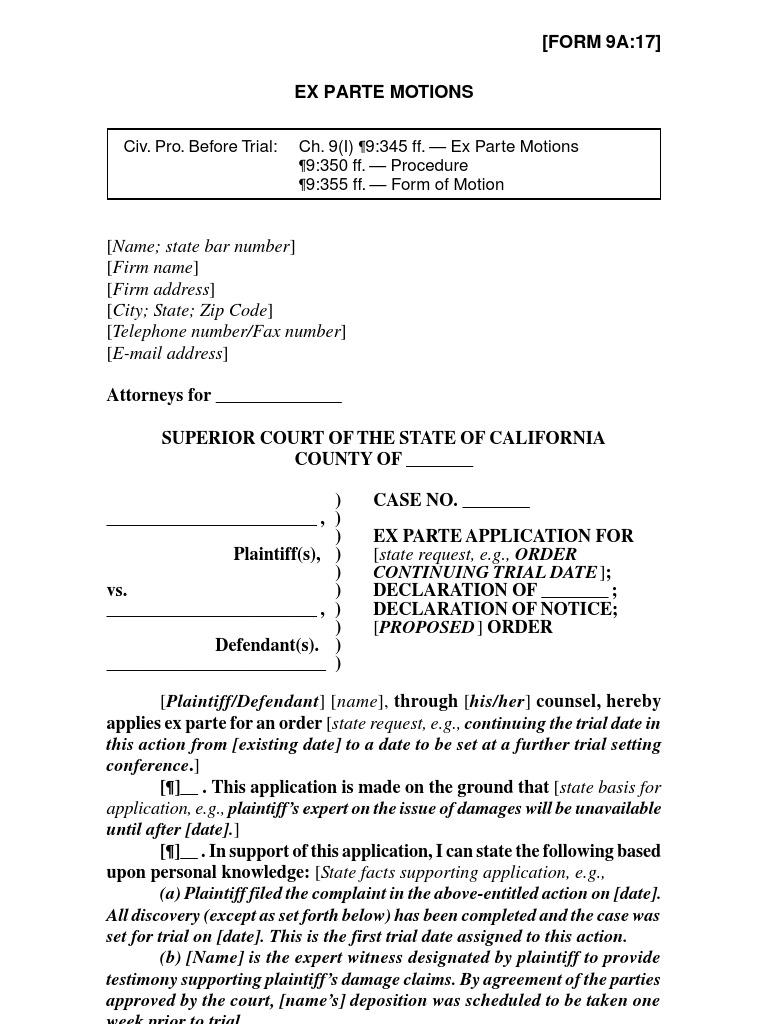 Ex Parte App General | Download Free PDF | Deposition (Law) | Ex Parte