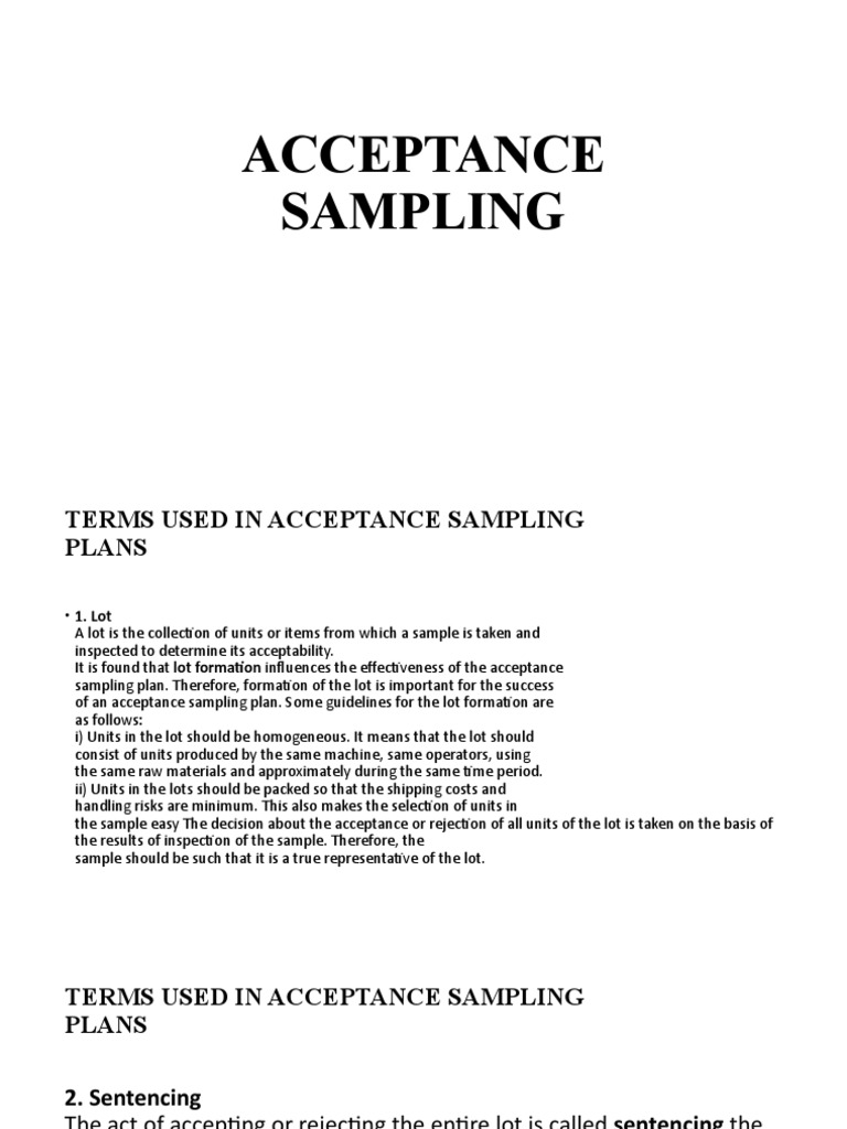 Acceptance Sampling | PDF | Scientific Method | Statistics