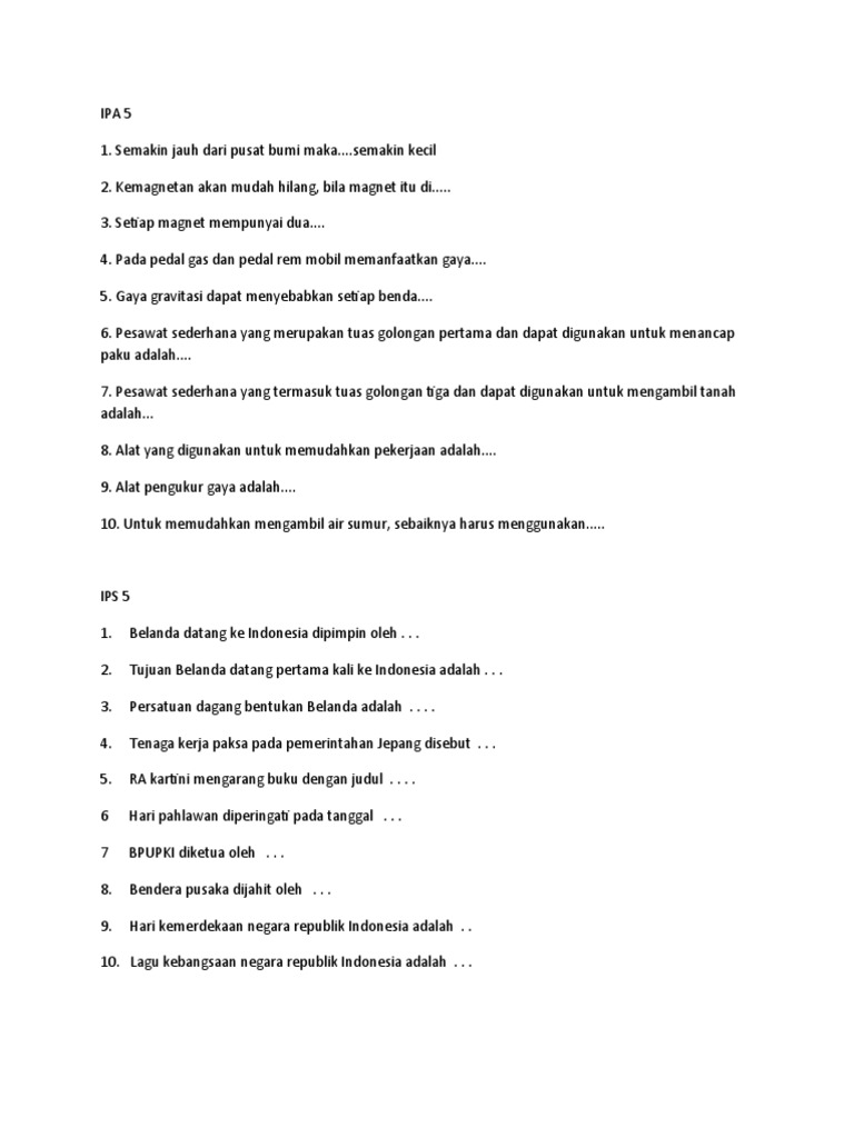 Soal UAS SD | PDF
