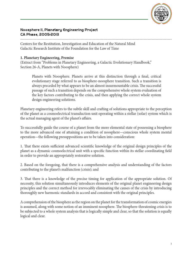 Noosphere II, Planetary Engineering Project CA Phase, 2005-203 | PDF ...