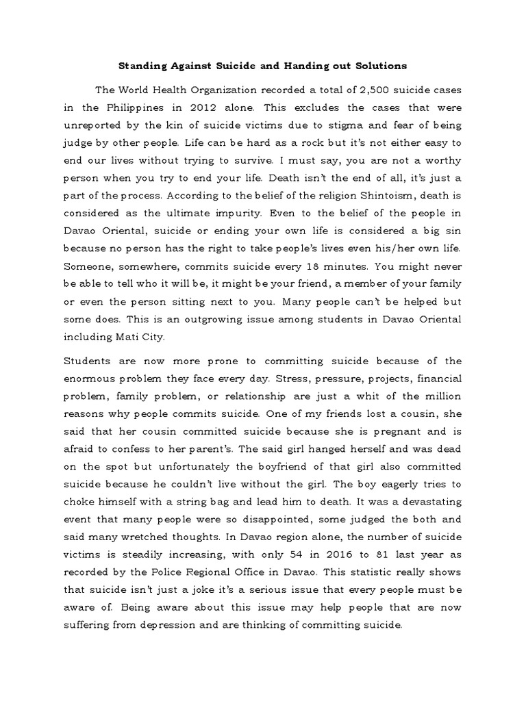 Position Paper Suicide | PDF | Suicide