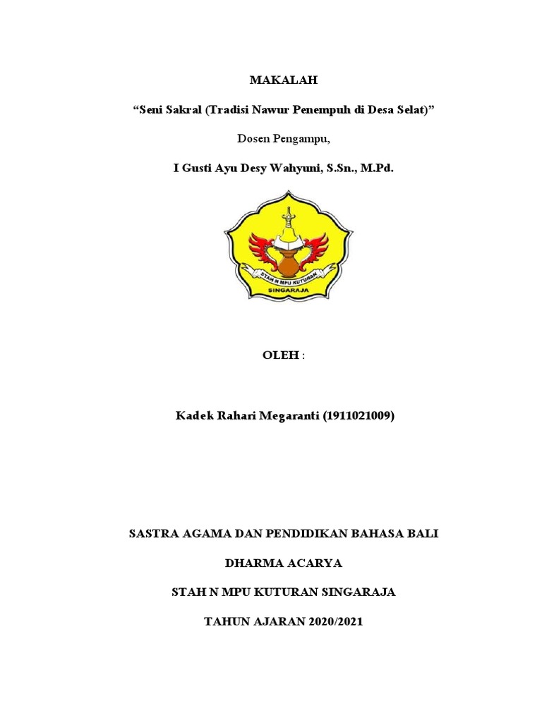 Makalah Seni Sakral - Tradisi Nawur Penempuh | PDF