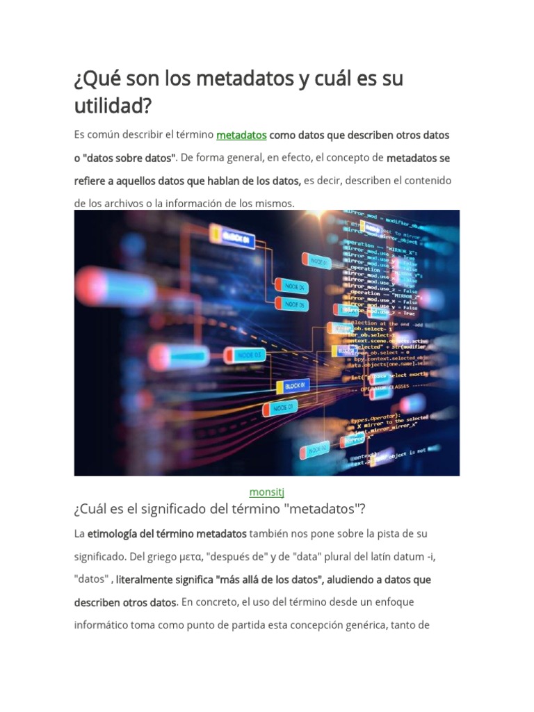 Qué Son Los Metadatos y Cuál Es Su Utilidad | PDF | Metadatos | Información