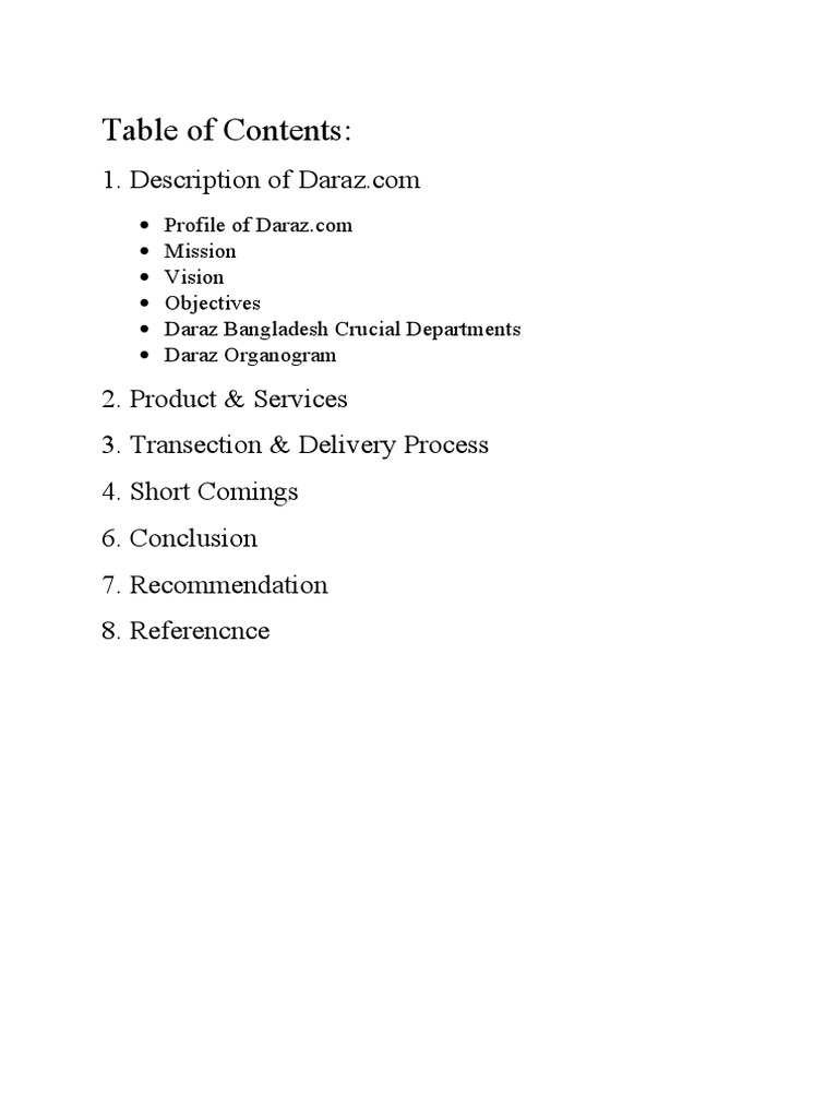 Table of Contents:: Mission Vision Objectives Daraz Bangladesh Crucial ...