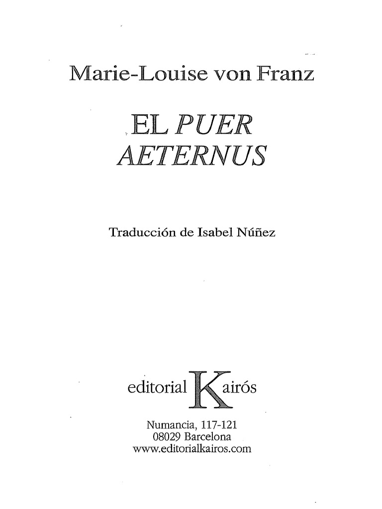 Marie-Louise Von Franz - 2000 - El Puer Aeternus | PDF | Carl Jung ...
