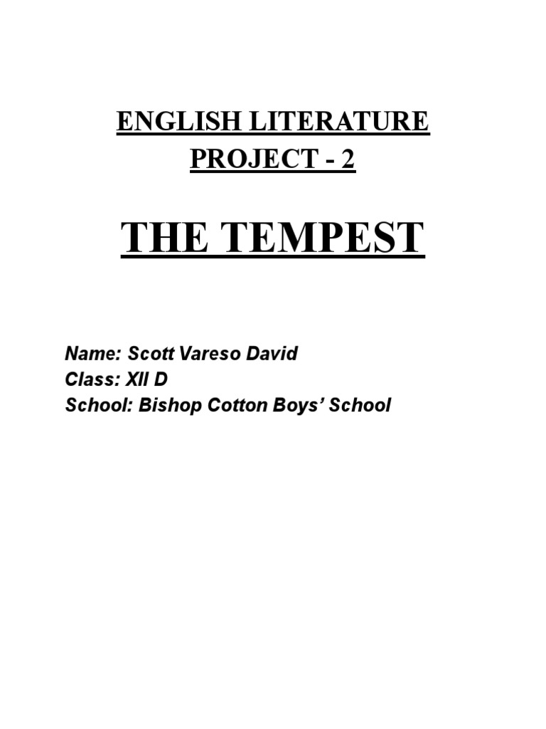 English Literature Project: The Tempest | PDF | The Tempest