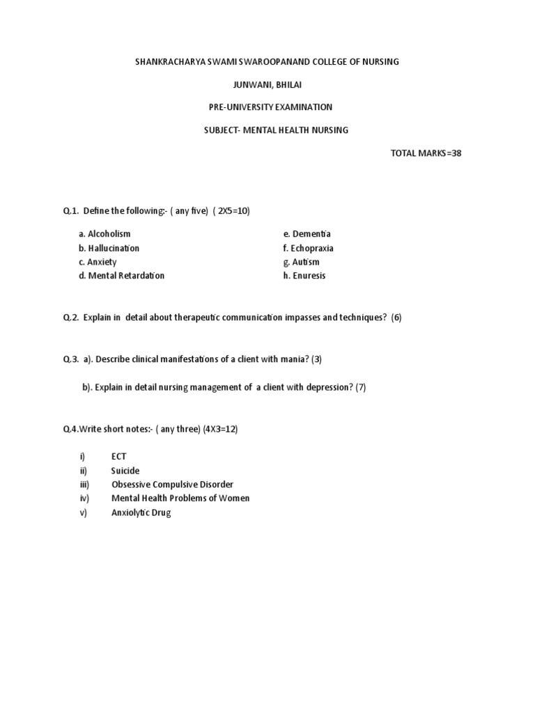 Question Paper MHN | PDF