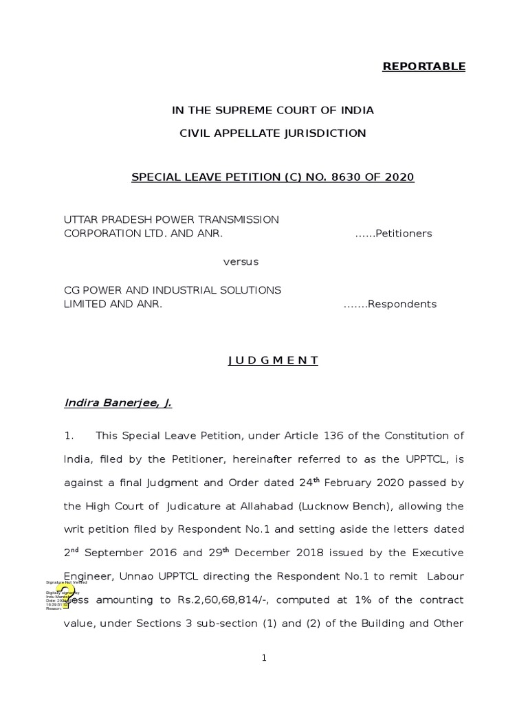 Supreme Court Judgment on Construction Workers Welfare Cess | PDF ...