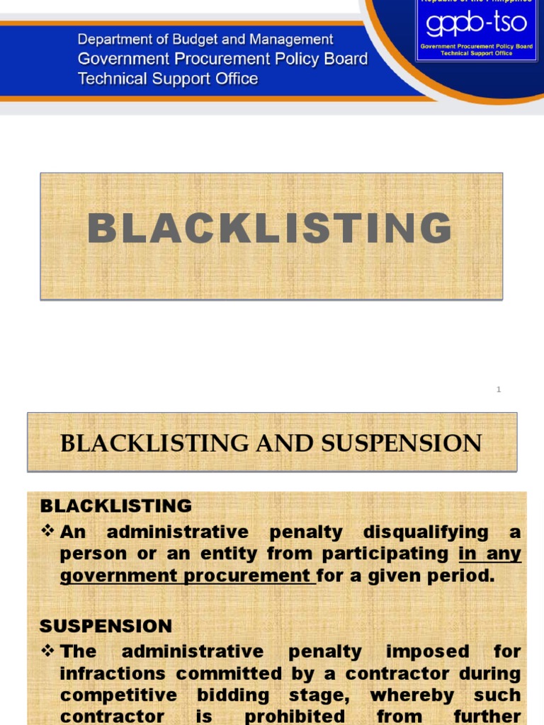08 Blacklisting and Termination GPPB.09162016 | PDF | Procurement ...