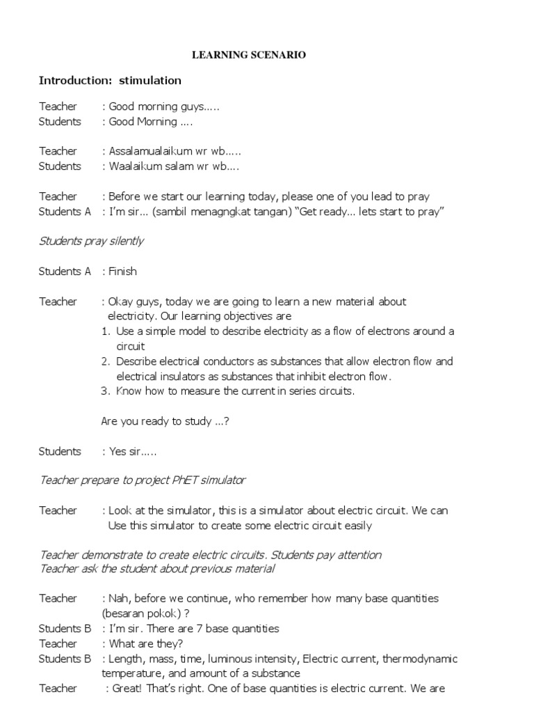 Lesson Plan Electric Circuits | PDF | Electric Current | Learning