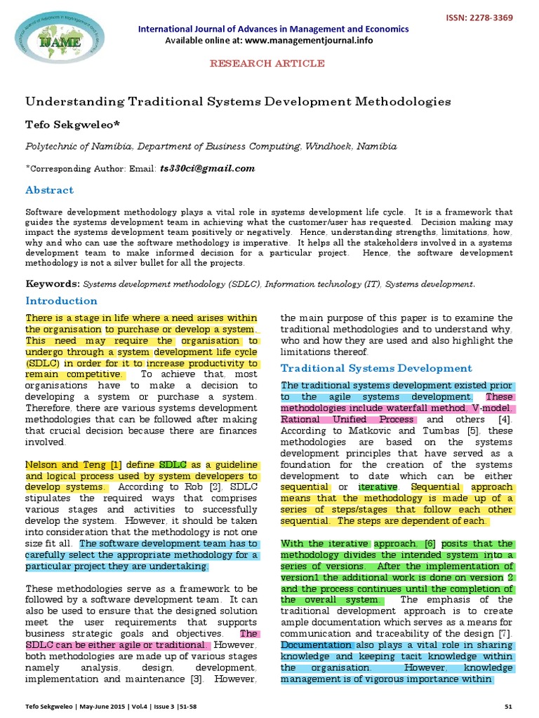 Traditional System Development Methodologies | Download Free PDF ...