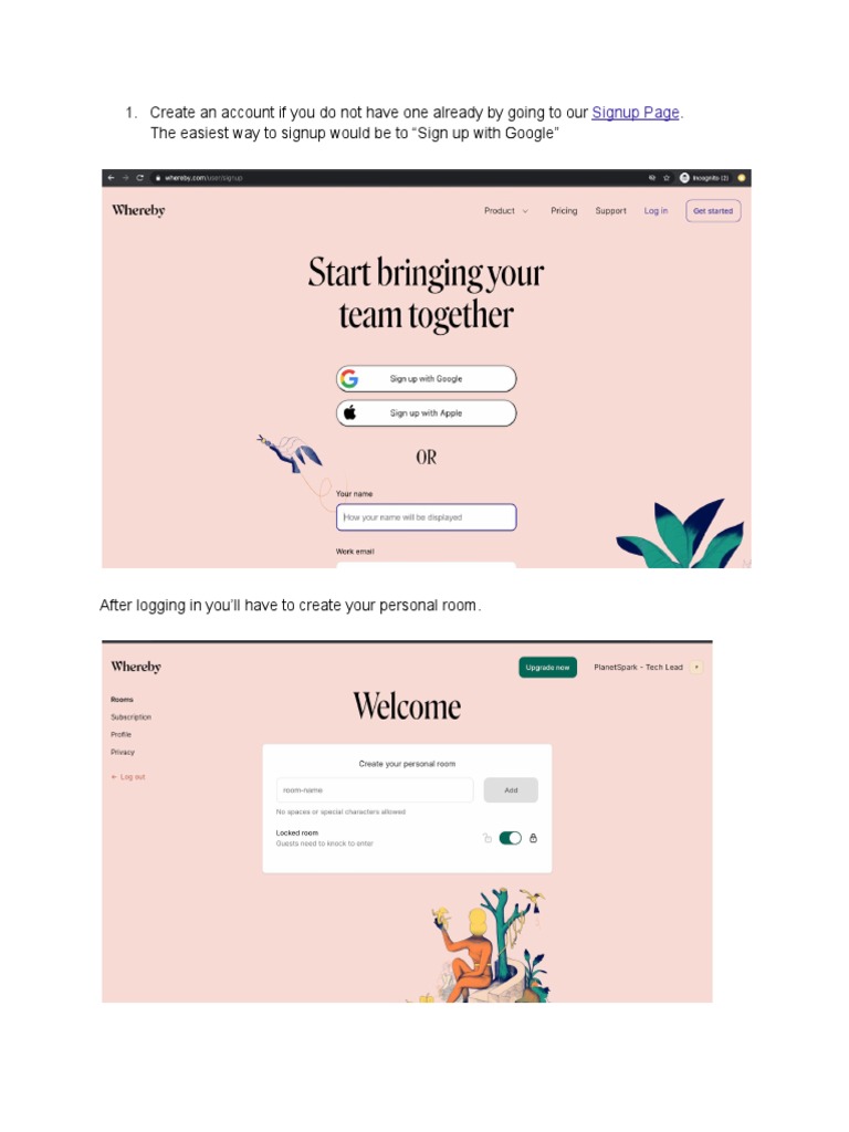 Create A Whereby Room . | PDF | Career & Growth | Computers