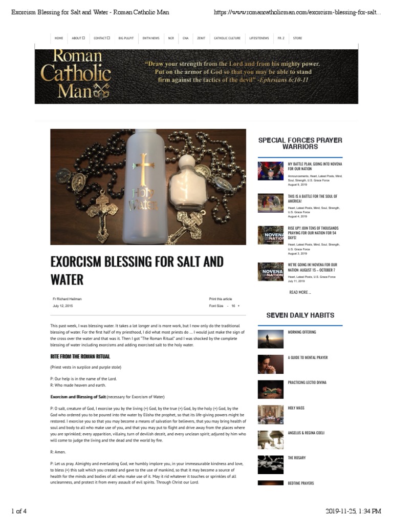 Exorcism Blessing For Salt and Water - Roman Catholic Man | PDF ...