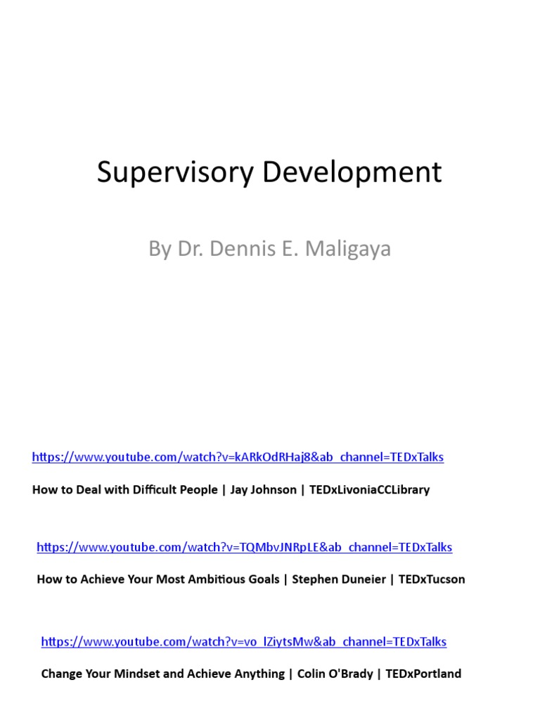 Supervisory Development | PDF | Goal | Learning