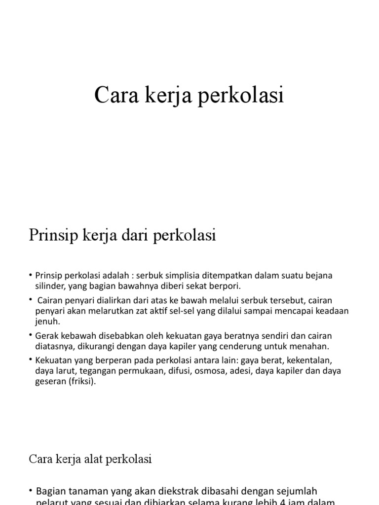 Cara Kerja Perkolasi | PDF