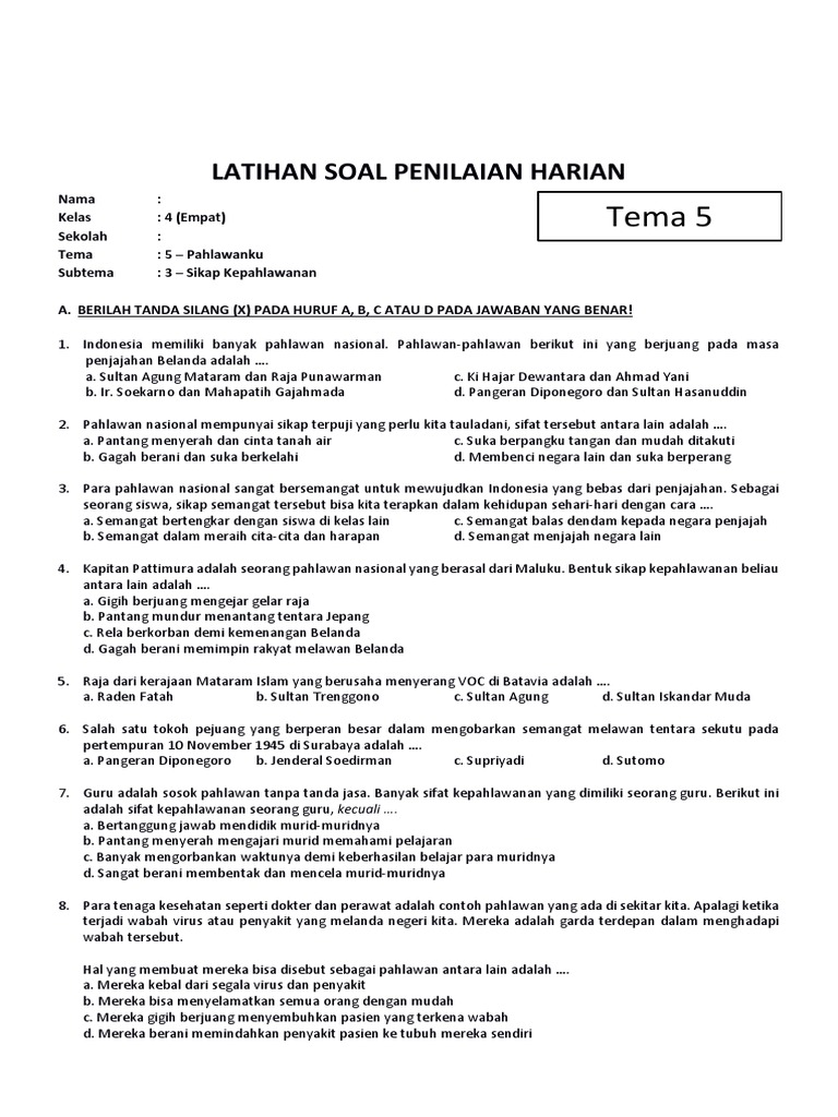 Tematik 4 - Tema 5 Sub 3 | PDF | Olahraga & Rekreasi