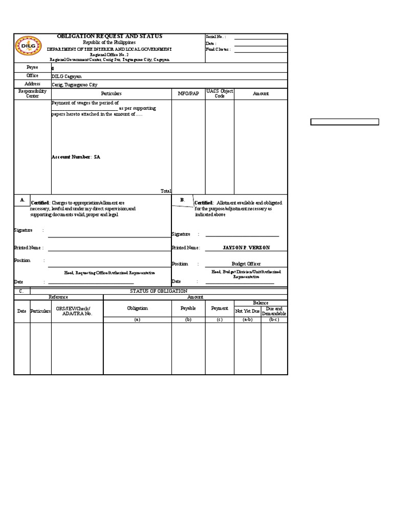 Obligation Request and Status | PDF | Cheque | Payments