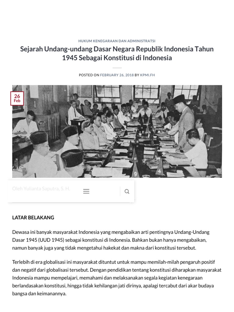 Sejarah Undang-Undang Dasar Negara Republik Indonesia Tahun 1945 ...