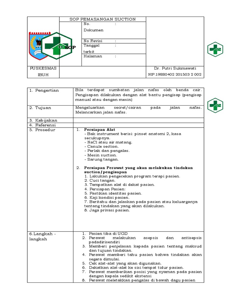 Sop Penggunaan Suction | PDF | Pengembangan Diri