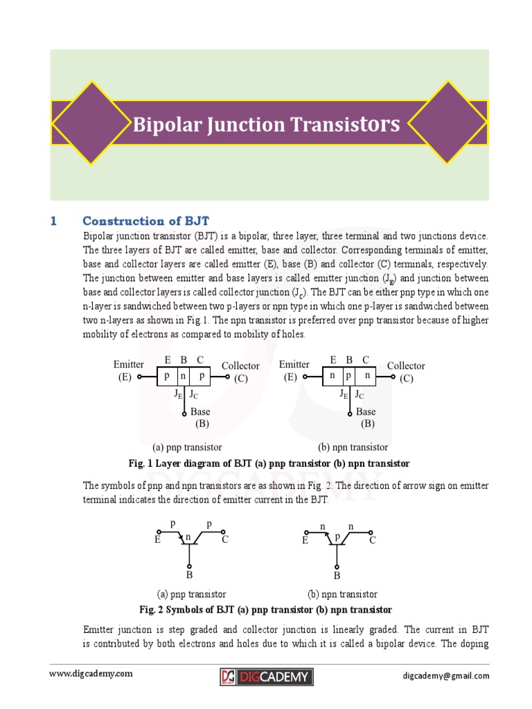 BJT Construction and Operation Overview | PDF | Bipolar Junction ...