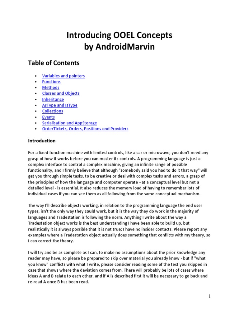 EL ºobject Oriented EasyLanguage Concepts by Android Marvin | PDF ...