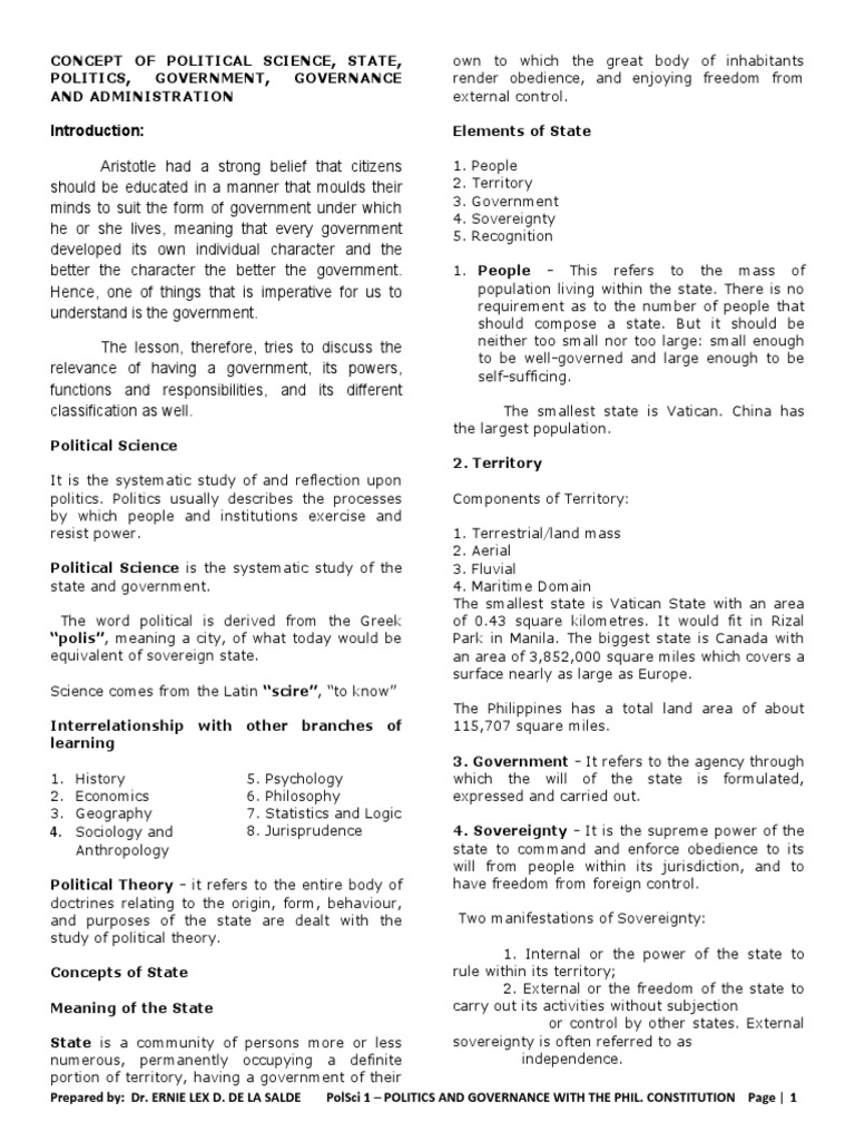 Concept of Political Science Handouts | PDF | Constitutional Amendment | Eminent Domain