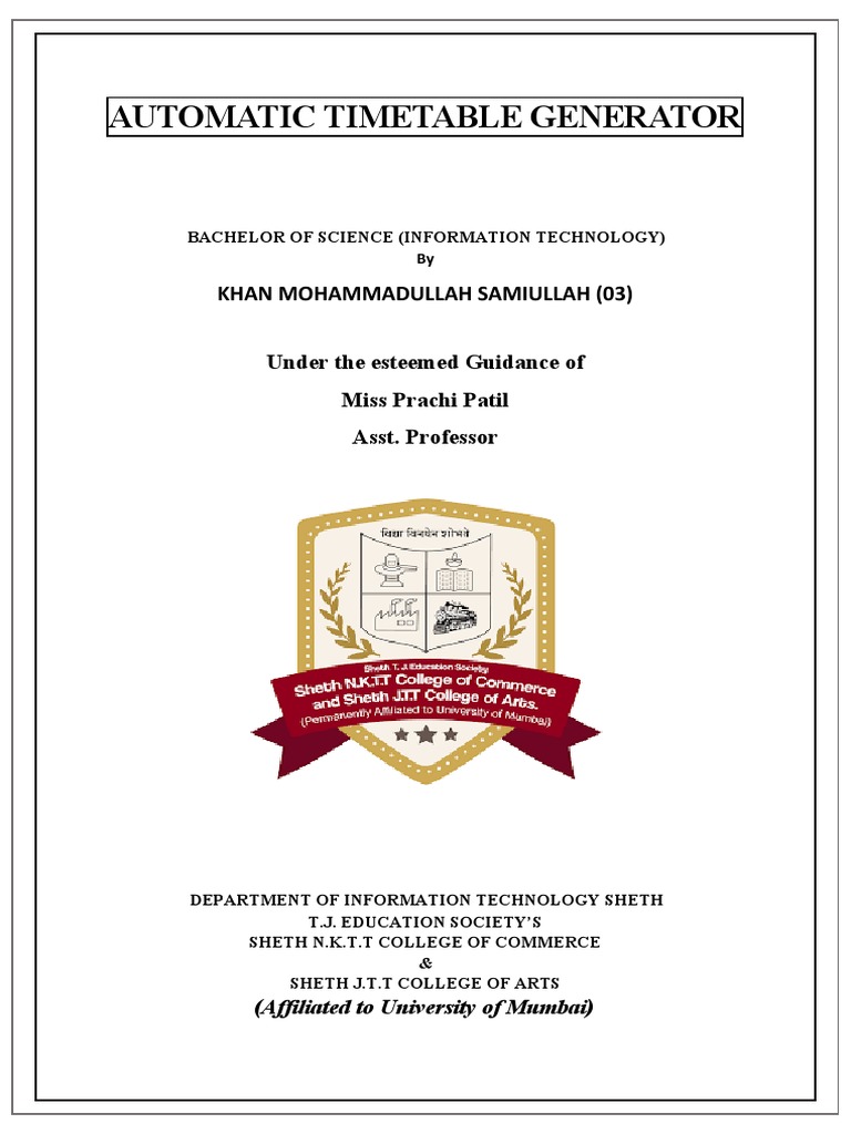 Automatic Timetable Generator | PDF | Computing | Information Science
