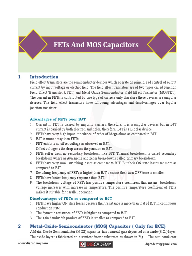 CHAPTER 3 MOSFETs | PDF | Field Effect Transistor | Mosfet