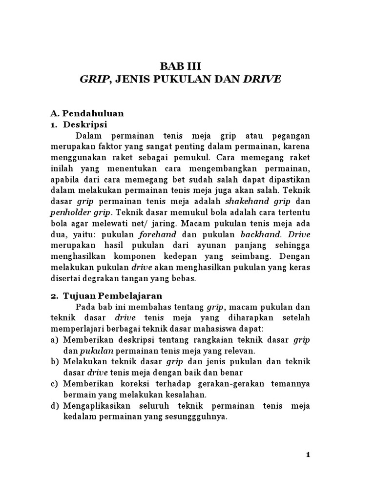 Grip, Jenis Pukulan Dan Drive | PDF